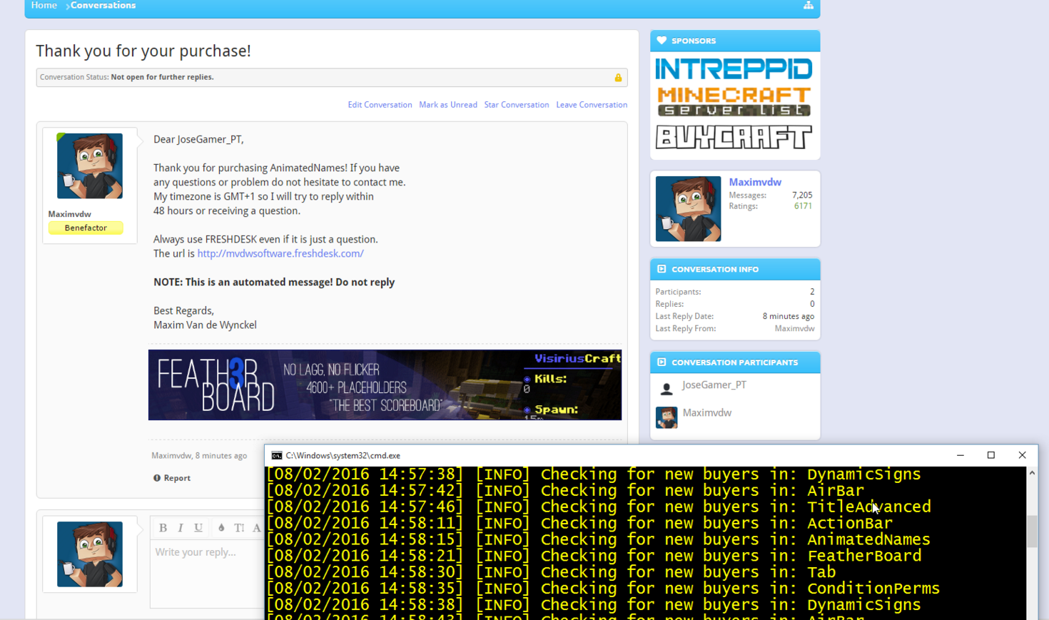 Spigot PM Auto Send | SpigotMC - High Performance Minecraft